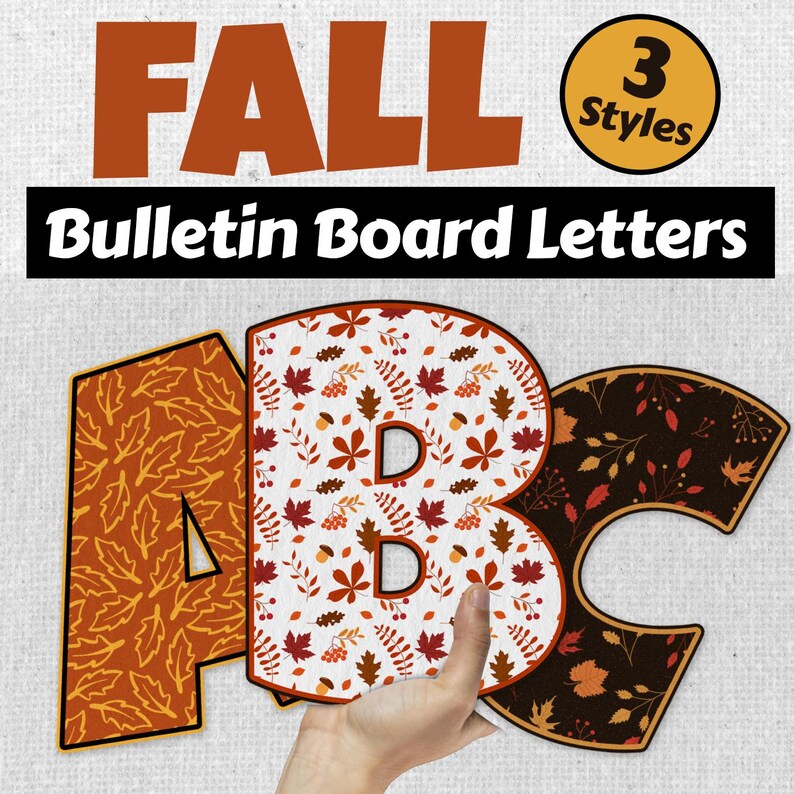 Fall Leaves Bulletin Board Letters & Numbers: Printable Autumn Decor ...