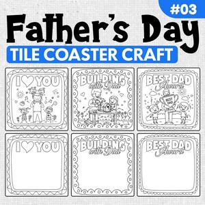 Father’s Day Tile Coaster Craft PACK #3 | Printable Coasters & Coloring ...