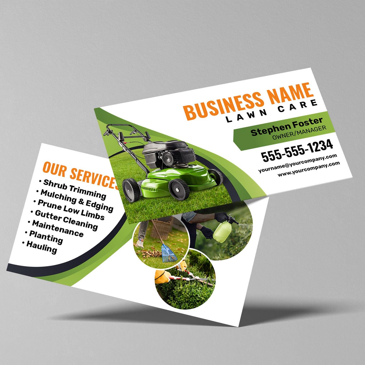 Editable Lawn Care Business Card Template, Landscaping DIY Professional ...