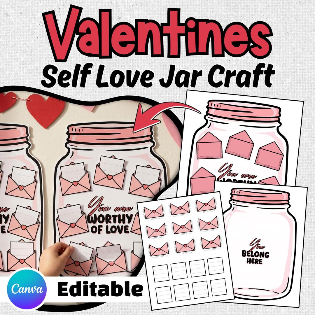 Valentines Day Craft Self Love Jar Valentines Activities February ...