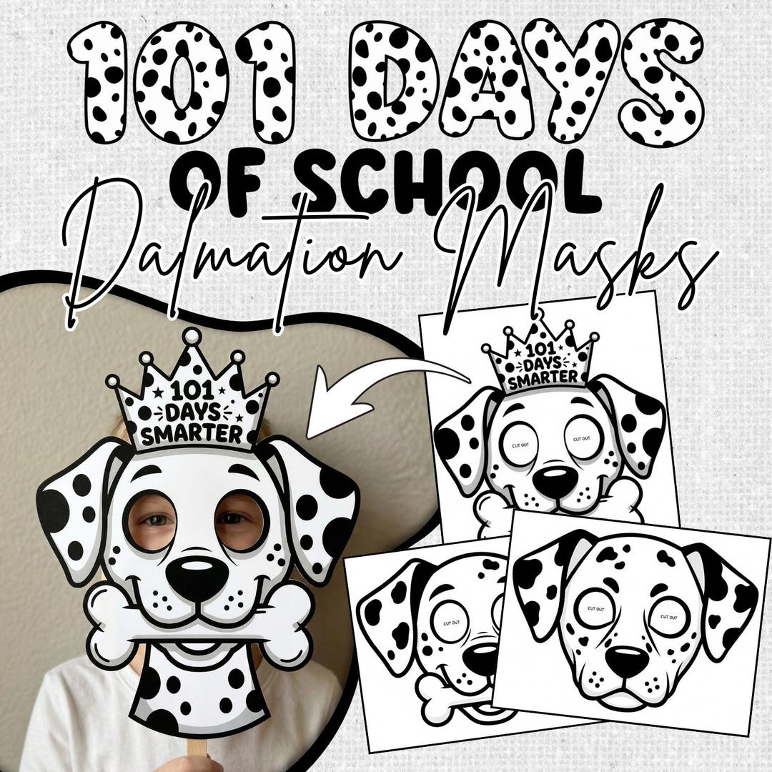 101 Days of School Dalmatian Masks | Craft Party Celebration - Etsy