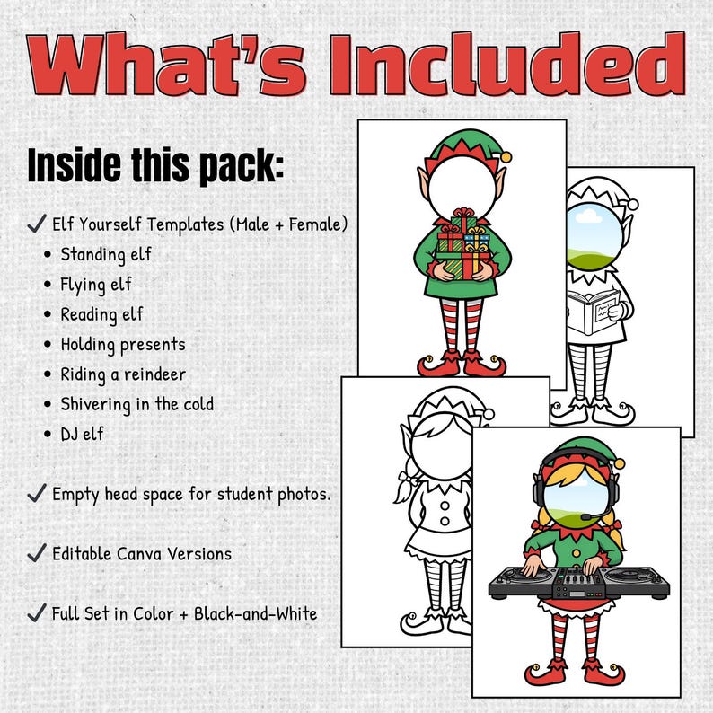 Elf Yourself Christmas Craft Template – Editable Printable Activity - Etsy