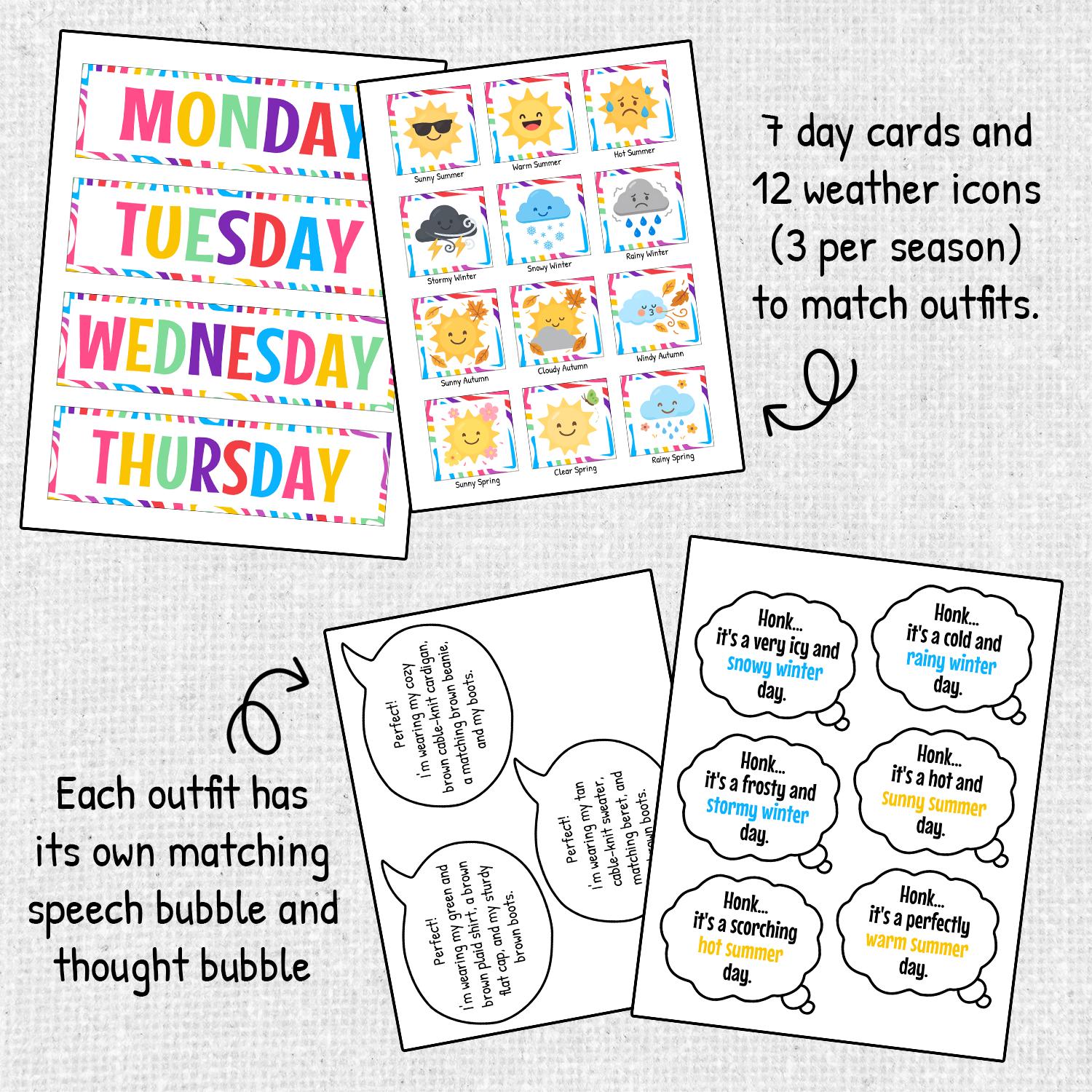 Weather Goose Chart: Dress-up Class Pet Bulletin Board (PDF Download ...