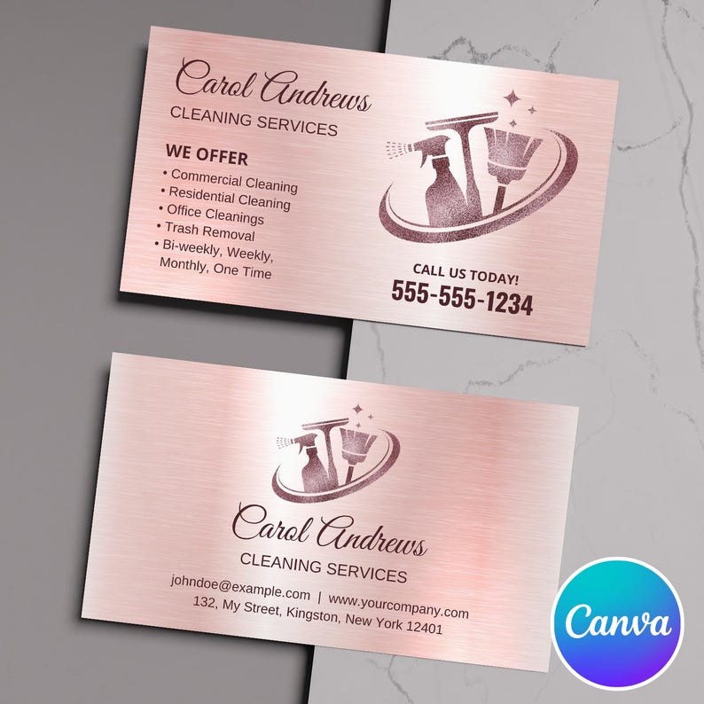 Cleaning Service Business Card Template – Editable Canva Design for ...