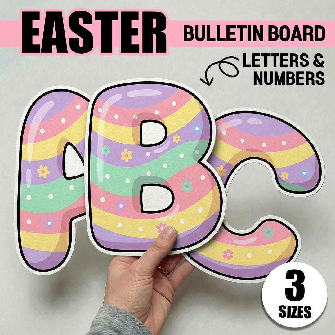 Pastel Easter Bulletin Board Letters and Numbers for Spring Door ...