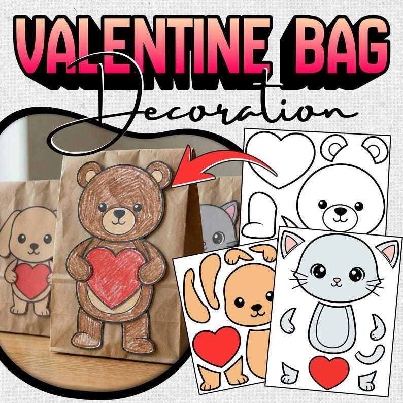 Valentine Bag Decorations & Valentine's Day Craft | Paper Bag Animal ...