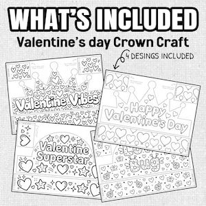 Valentine's Day Crown Craft, Coloring Pages Activities (digital ...
