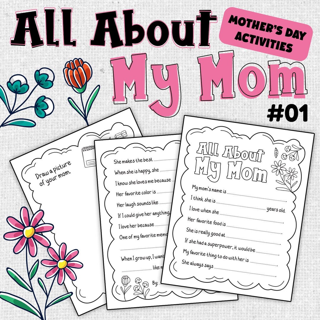 Mother's Day Questionnaire: All About My Mom Keepsake Activity | Gift ...