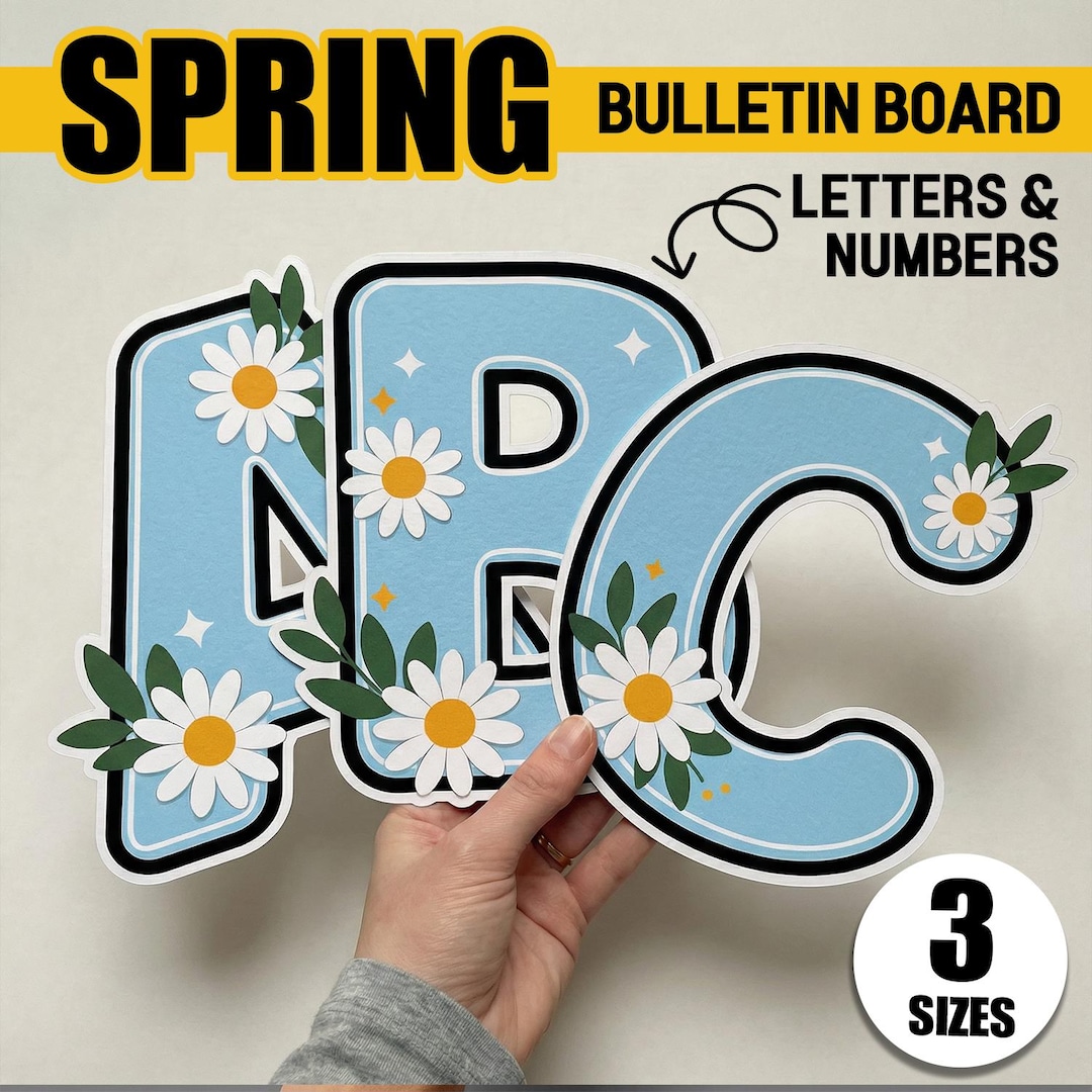 Floral Spring Bulletin Board Letters and Numbers for Spring Door ...