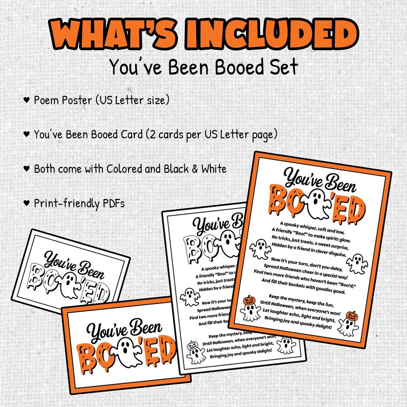 You've Been Booed Card Set - Boo Tags + October Halloween Poem Poster ...