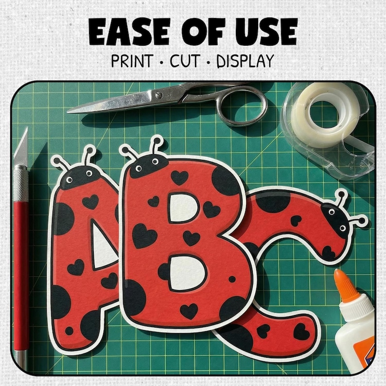 Valentine's Day Bulletin Board Letters | Hearts Ladybug Holiday Door ...