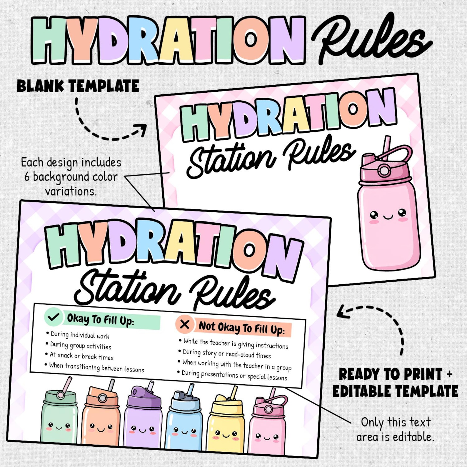 Hydration Station Signs, Posters, Rules and Number Labels | Editable ...