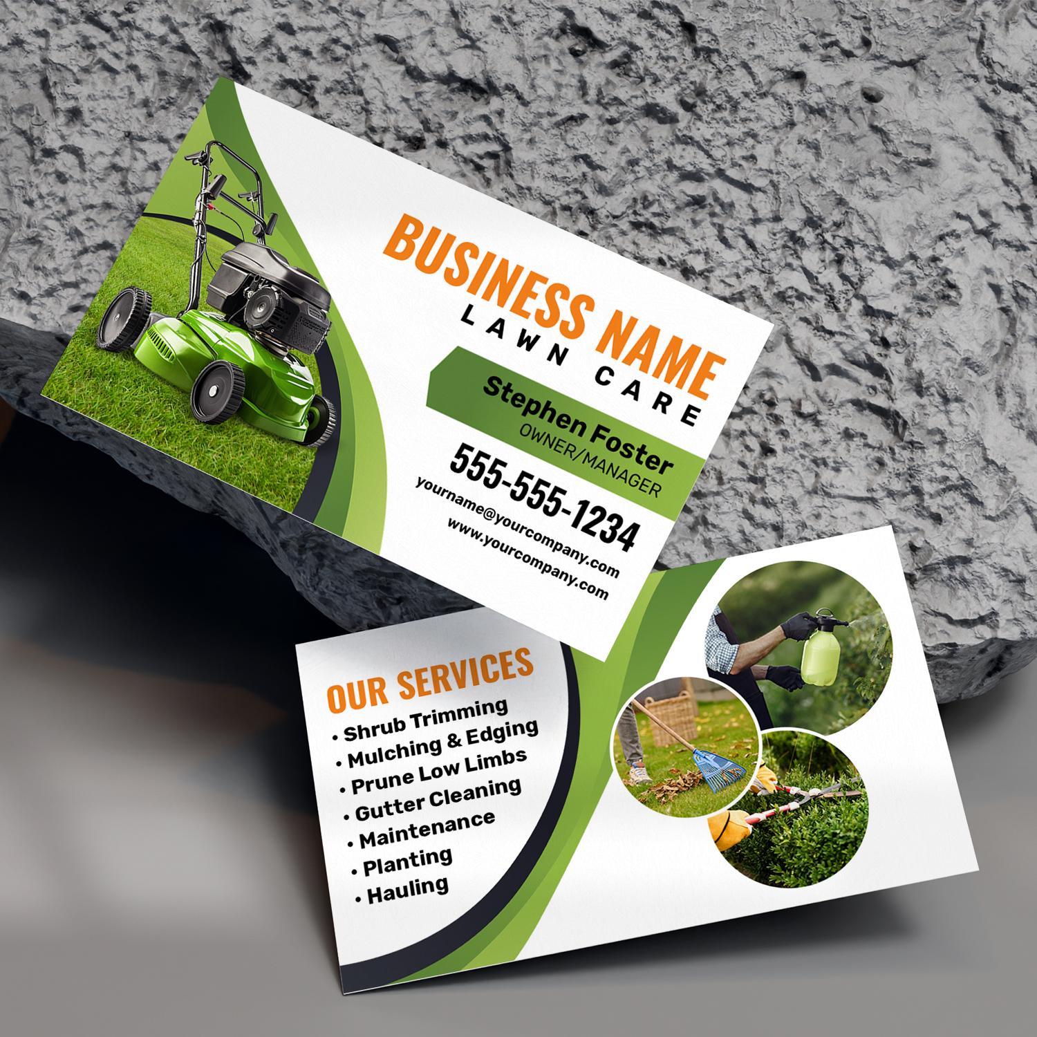 Editable Lawn Care Business Card Template, Landscaping DIY Professional ...