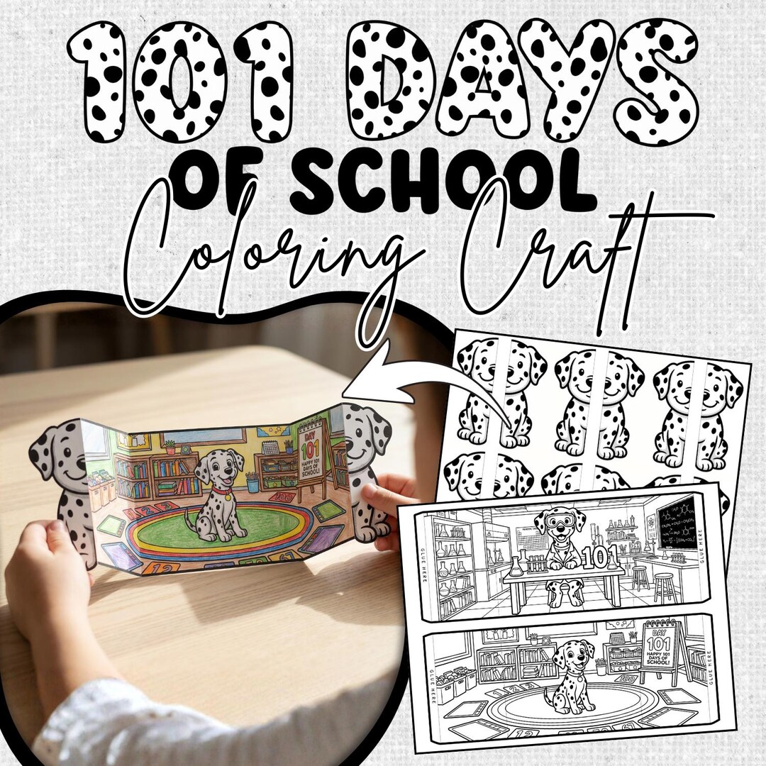 101 Days of School Dalmatians Foldout Card Craft Coloring Activities ...
