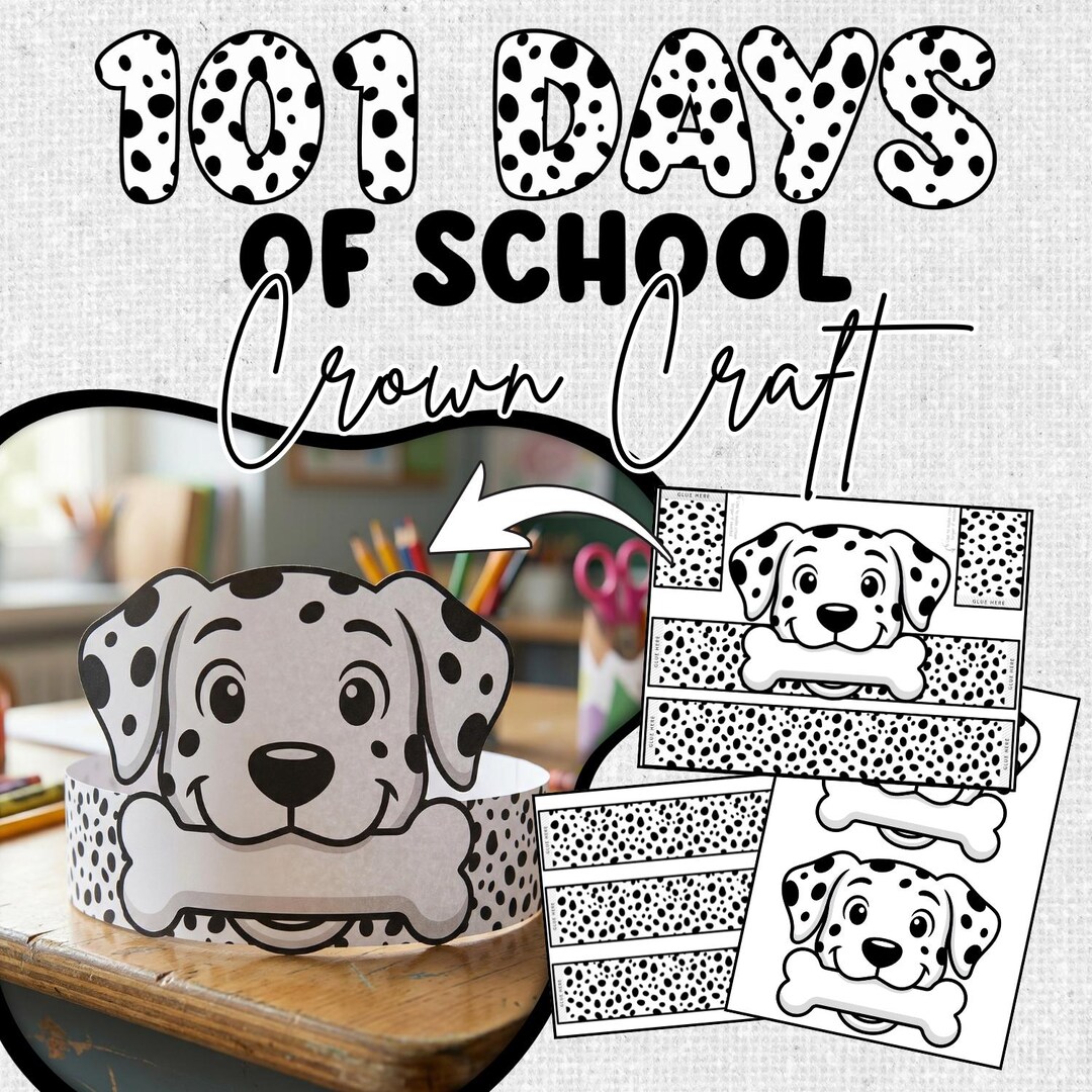101 Days of School Dalmatian Crown Craft – Printable Headband (PDF ...