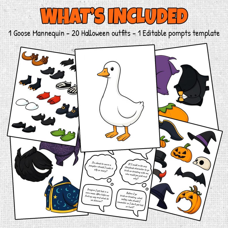 Halloween Silly Goose Class Pet – Porch Goose Outfits & Editable ...