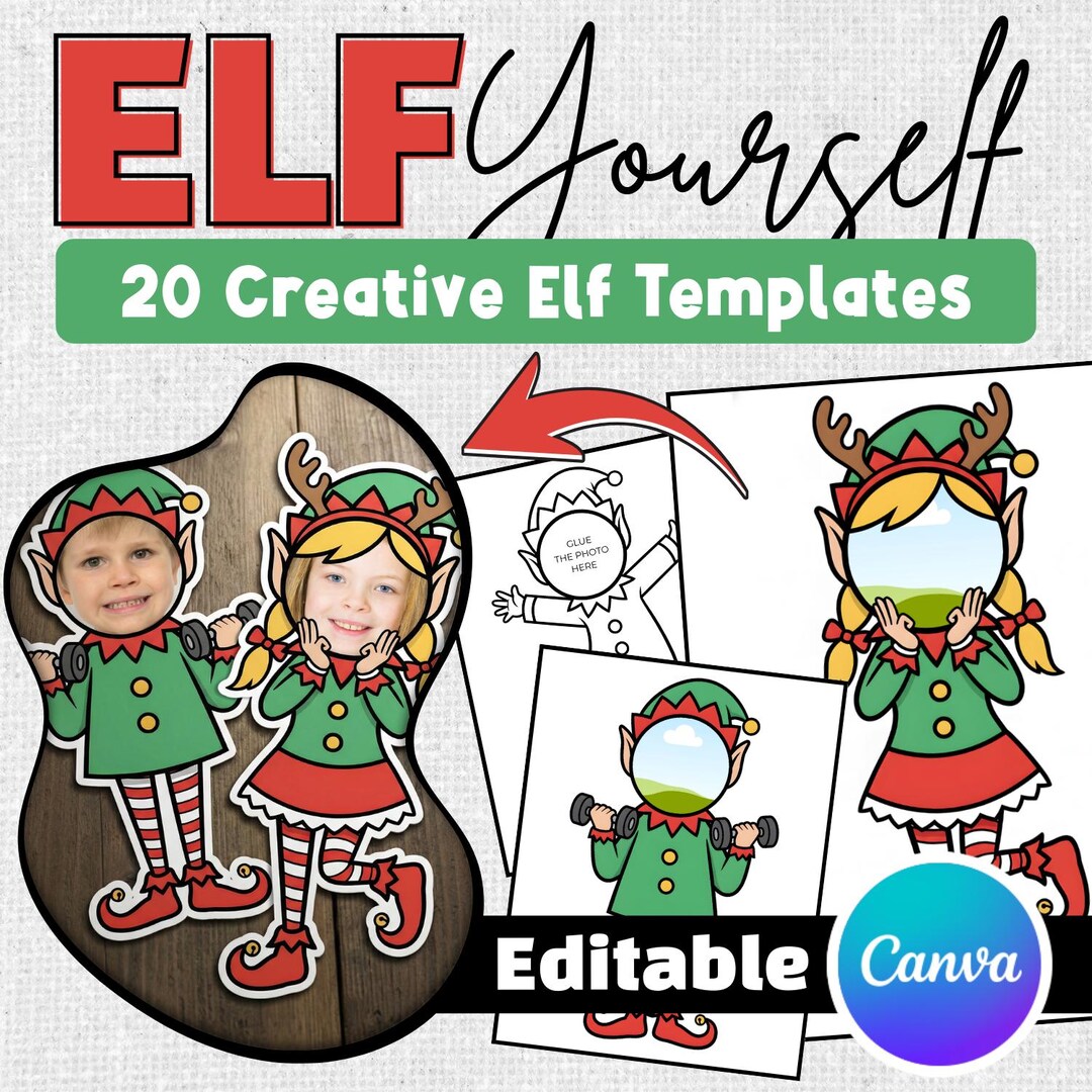 Elf Yourself Christmas Craft – Editable Photo Templates (digital ...