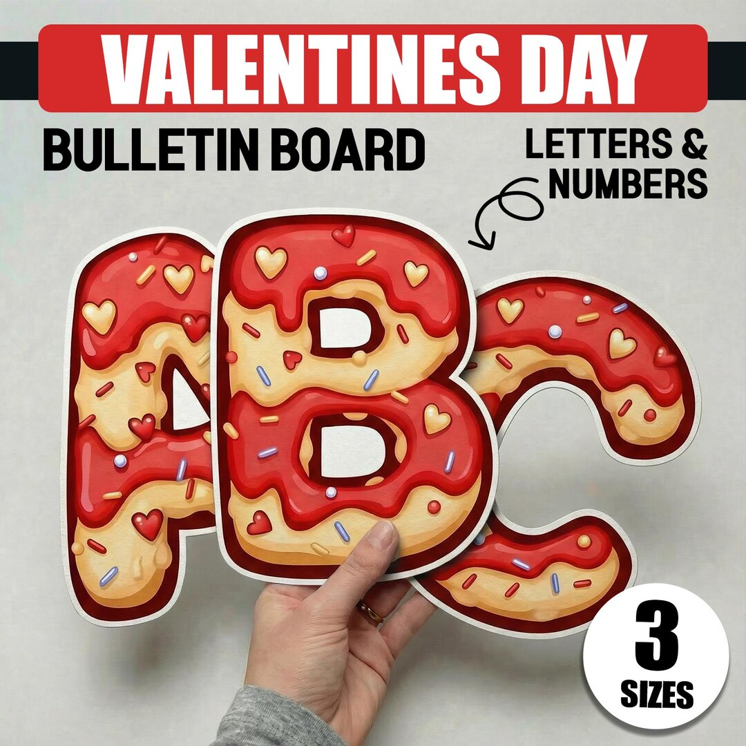 Valentines Day Bulletin Board Letters | Frosted Donut | Holiday Door ...