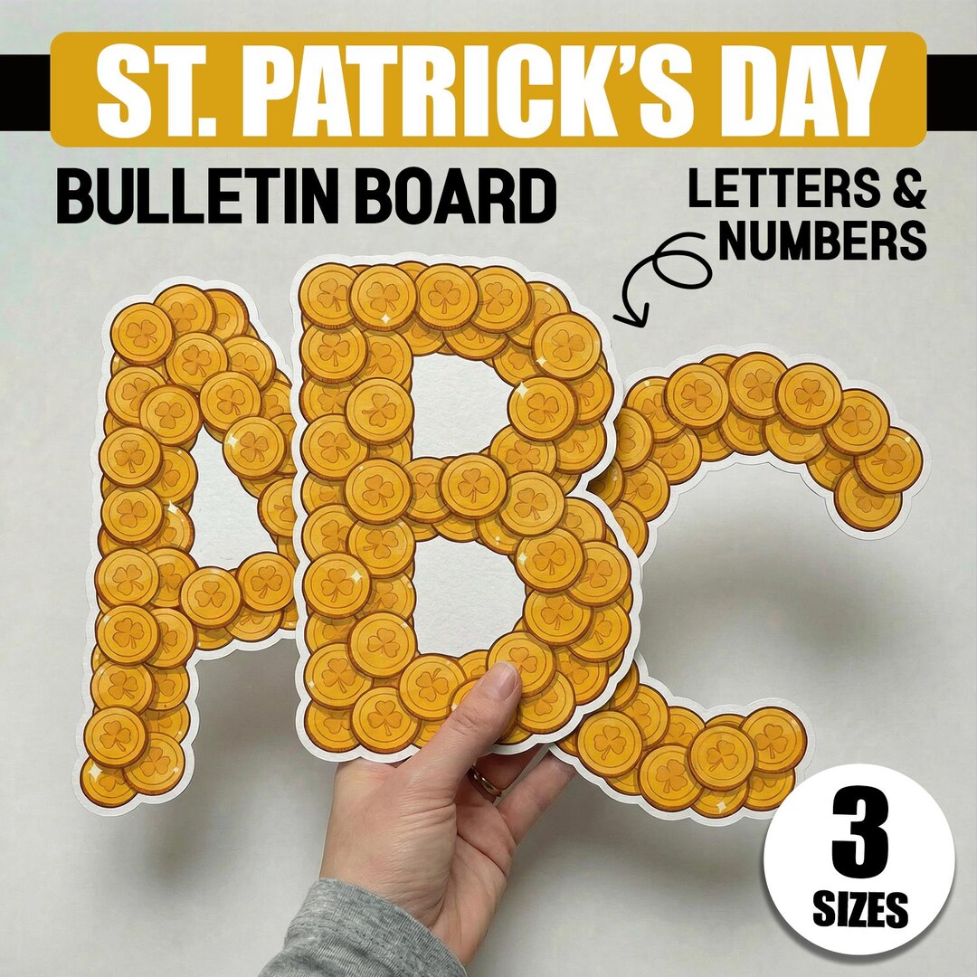 St Patricks Day Bulletin Board Letters, Lucky Coin Decor - Etsy
