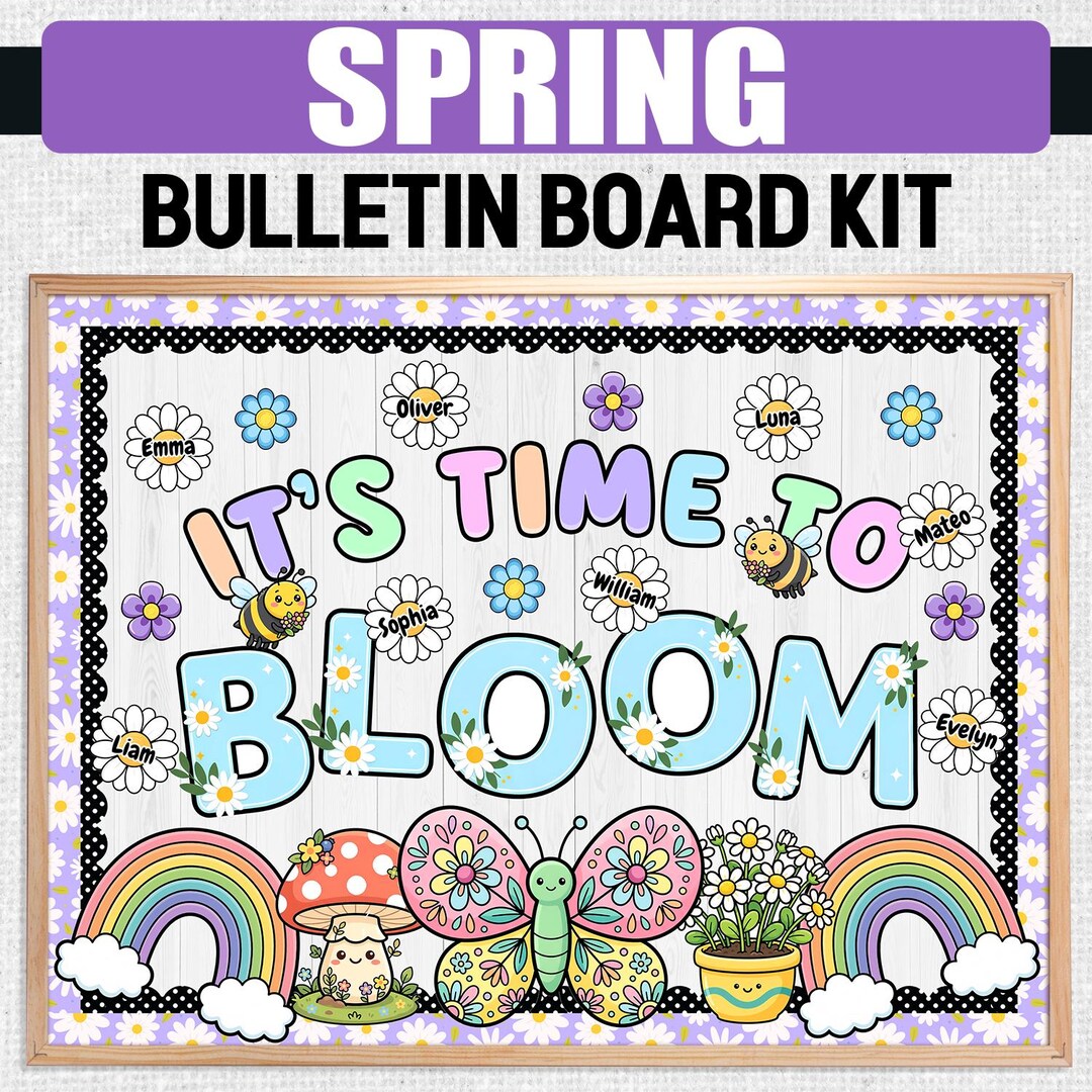 It's Time to Bloom Spring Bulletin Board Kit, April Floral Classroom ...