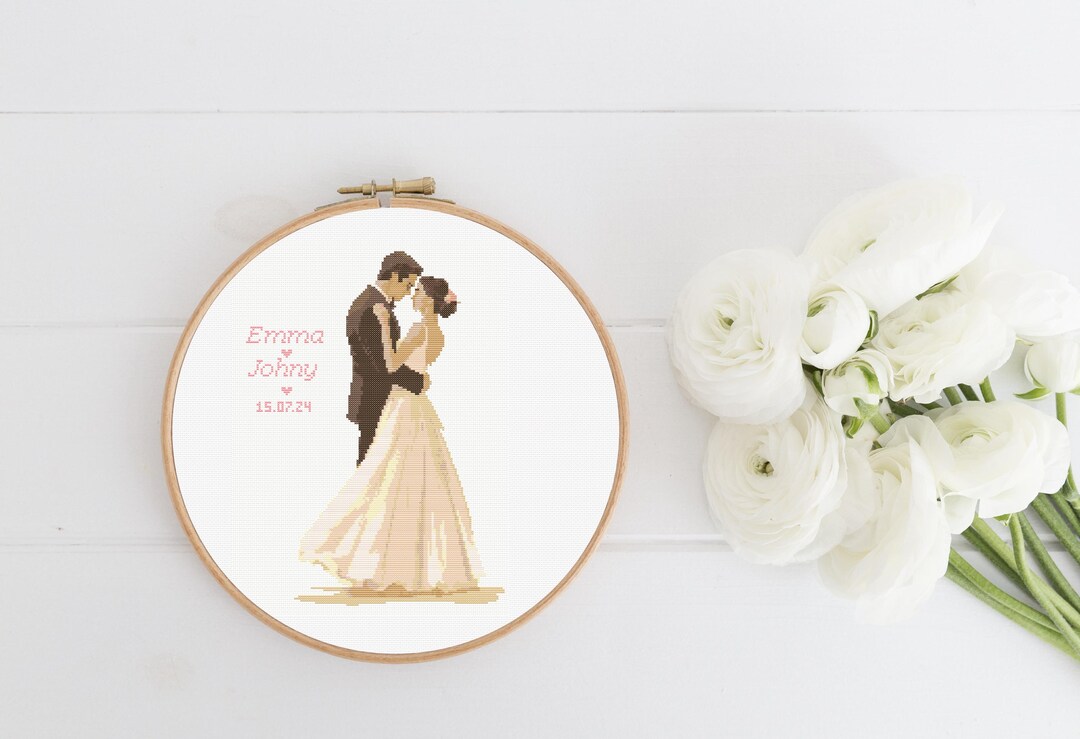 Wedding Cross Stitch Pattern Personalized Counted Cross Stitch Bride ...
