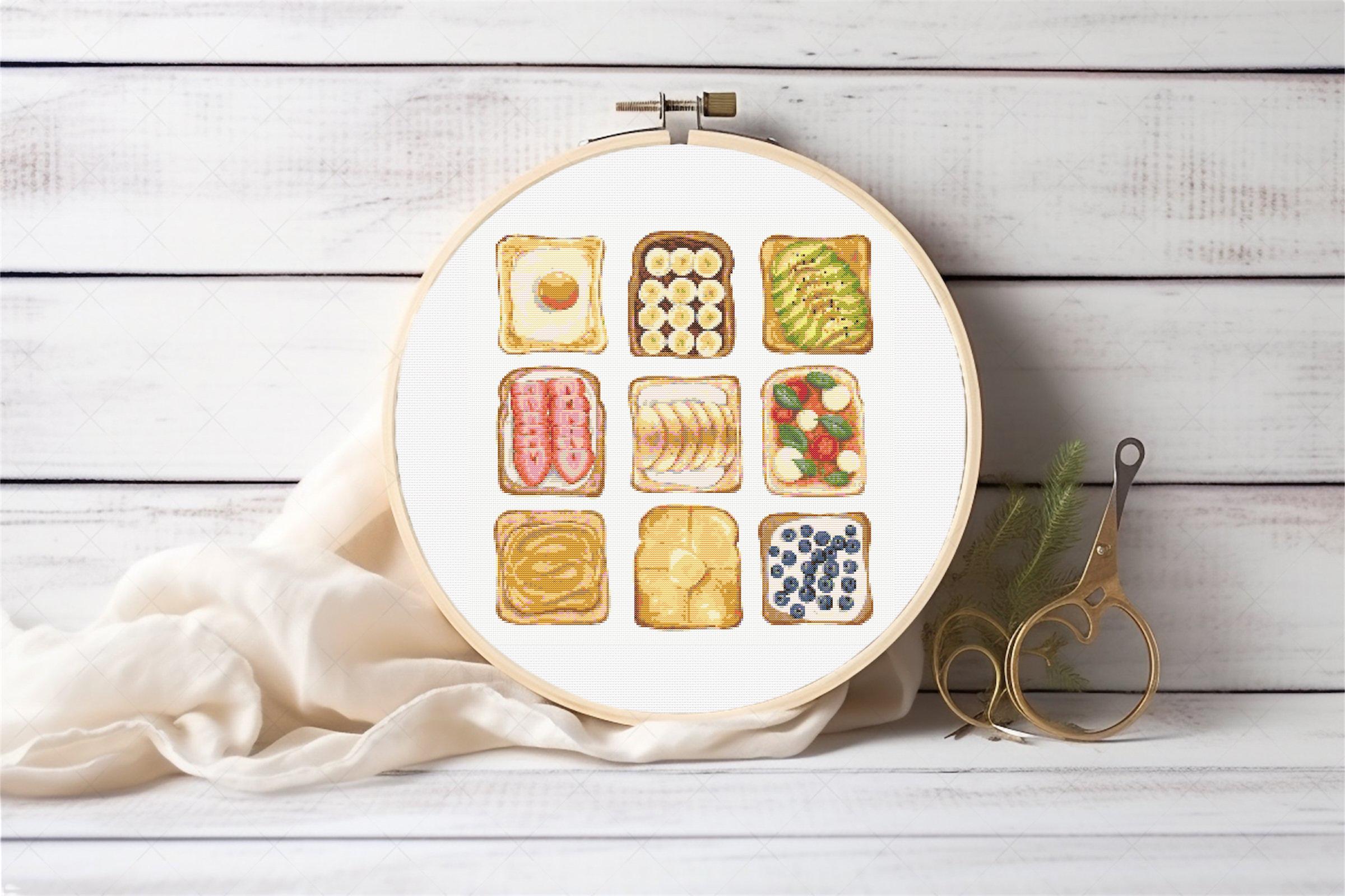Toast Cross Stitch Pattern | Breakfast Cross Stitch Chart | Kitchen ...