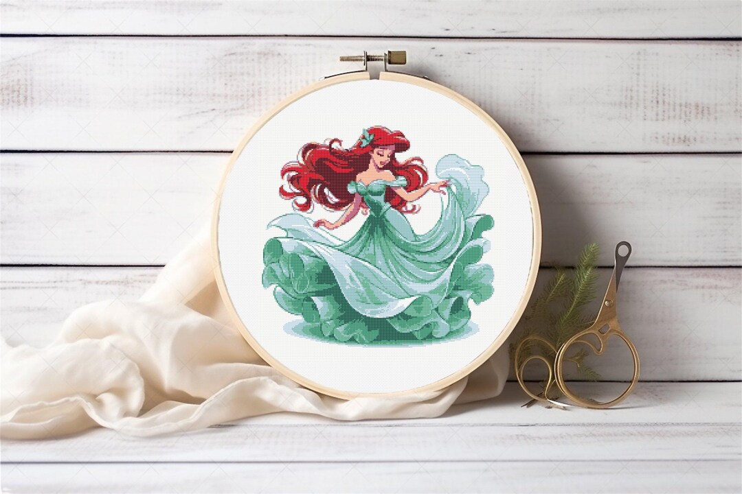 Ariel Cross Stitch Pattern Princesses Embroidery Designs Counted Cross ...