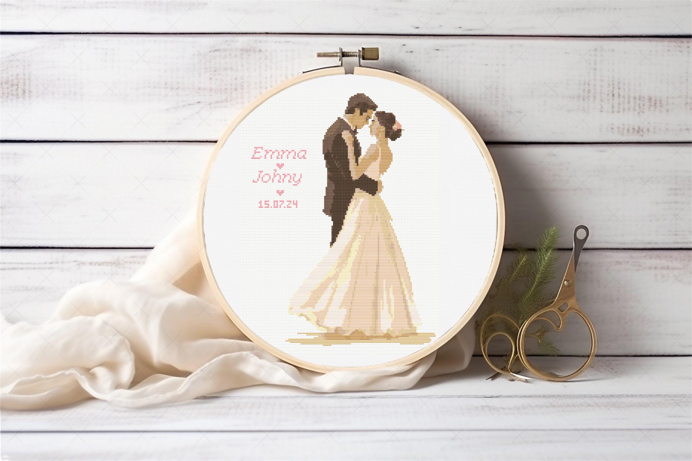 Wedding Cross Stitch Pattern Personalized Counted Cross Stitch Bride ...