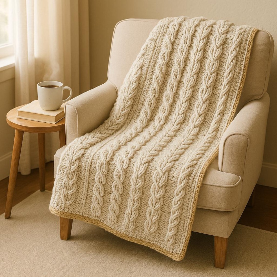 Chunky Afghan Cable Blanket Crochet Pattern: Beginner DIY (PDF) - Etsy