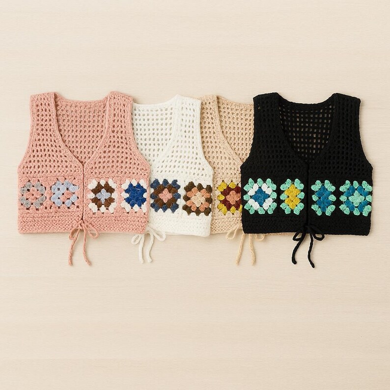 Handmade Crochet Granny Square Vest: Boho Festival Top - Etsy