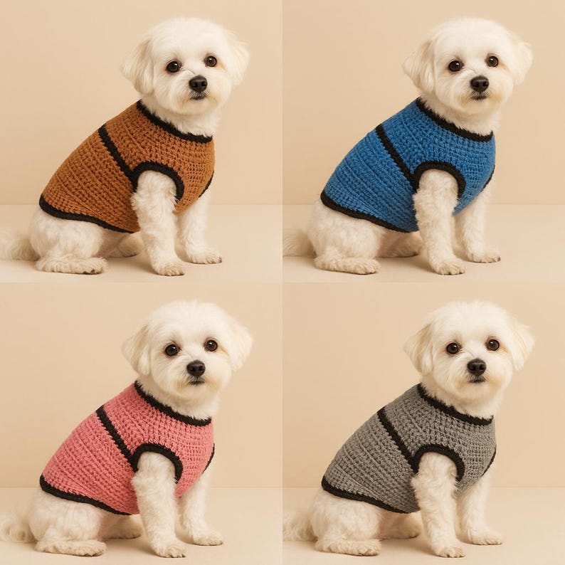 Crochet Dog Sweater Pattern: Easy Beginner DIY, Small Breed (PDF ...