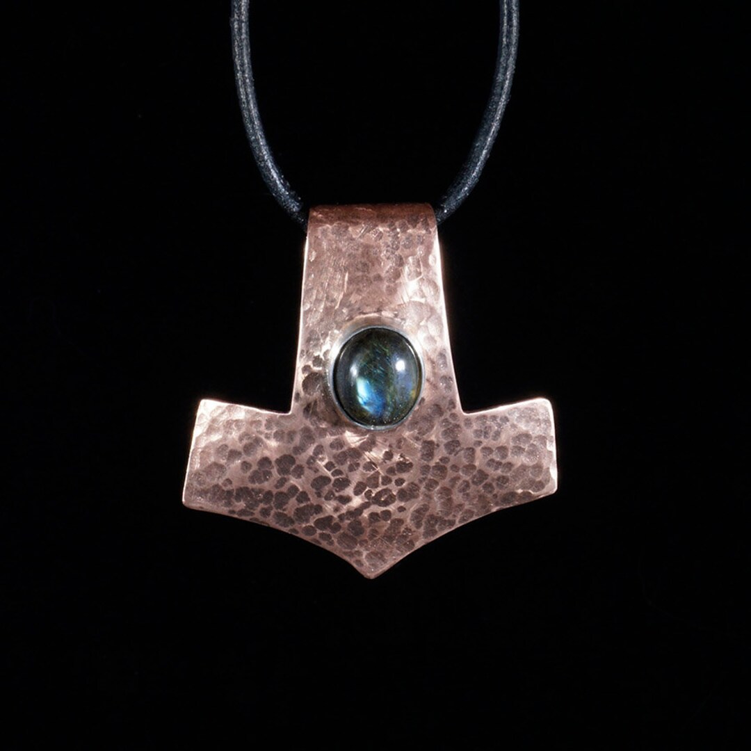 Mjolnir - Thor's Hammer in Copper With Labradorite Stone - Etsy