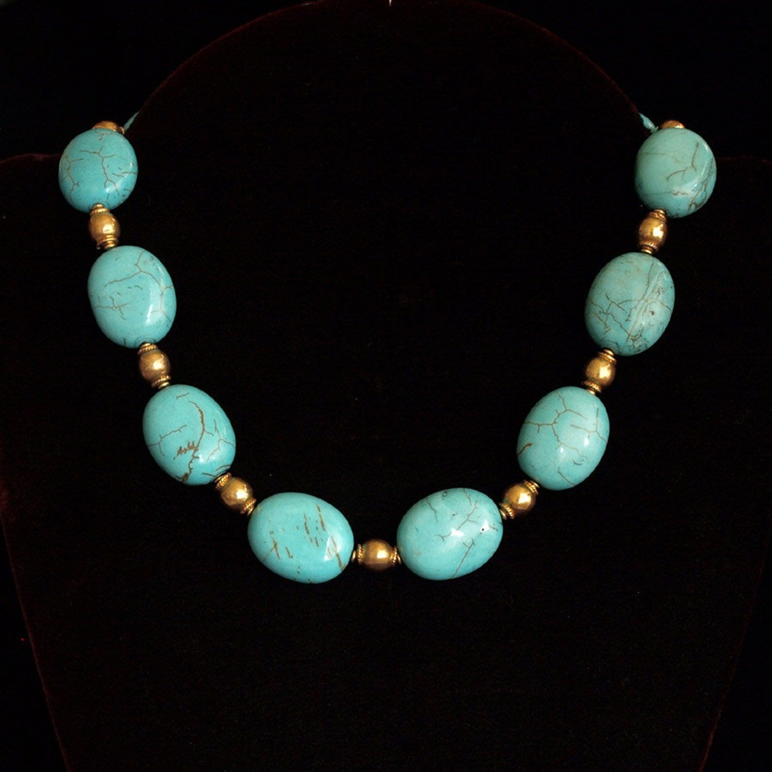 Turquoise and Gold Necklace | Etsy