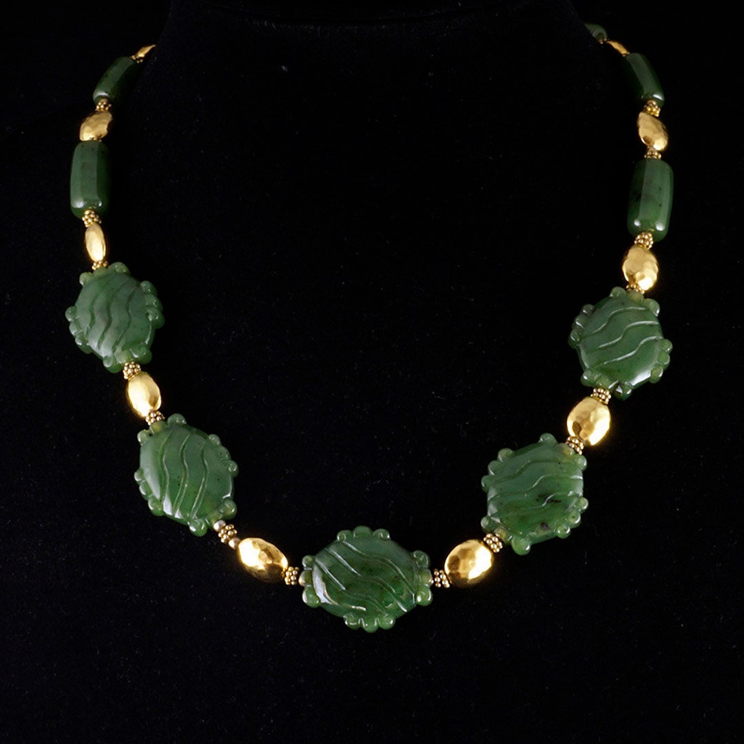 Jade Aztec "stone" "tetl" Bead Necklace - Etsy