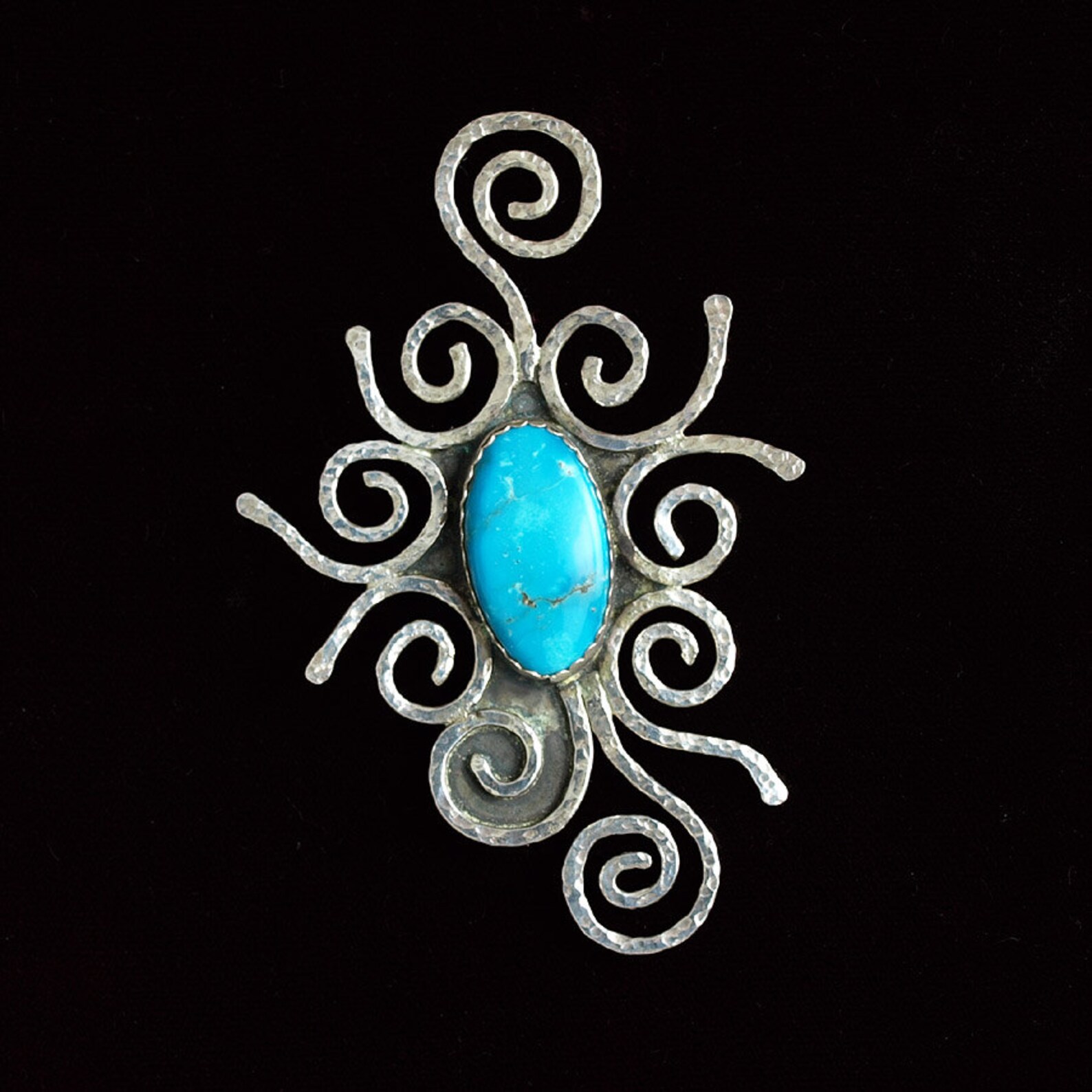 Turquoise Scroll Pendant/brooch - Etsy