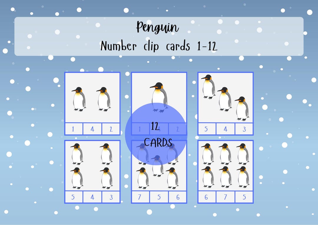 Penguin Count and Clip Cards Printable – Winter Math Activity Numbers 1 ...