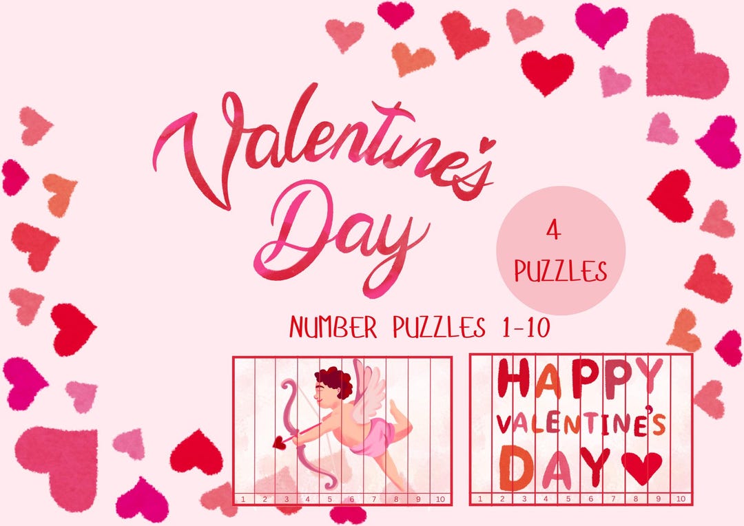Valentine Number Puzzles 1–10 | Preschool Math Centers | Counting ...
