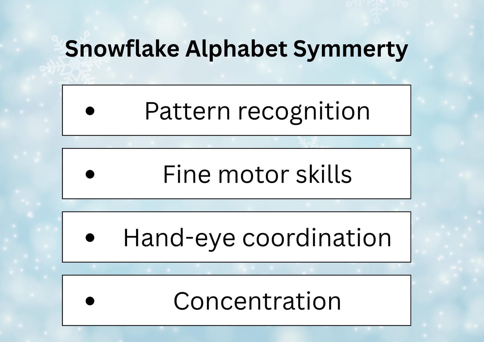 Alphabet Matching Symmetry Cards Printable – Snowflake Uppercase ...