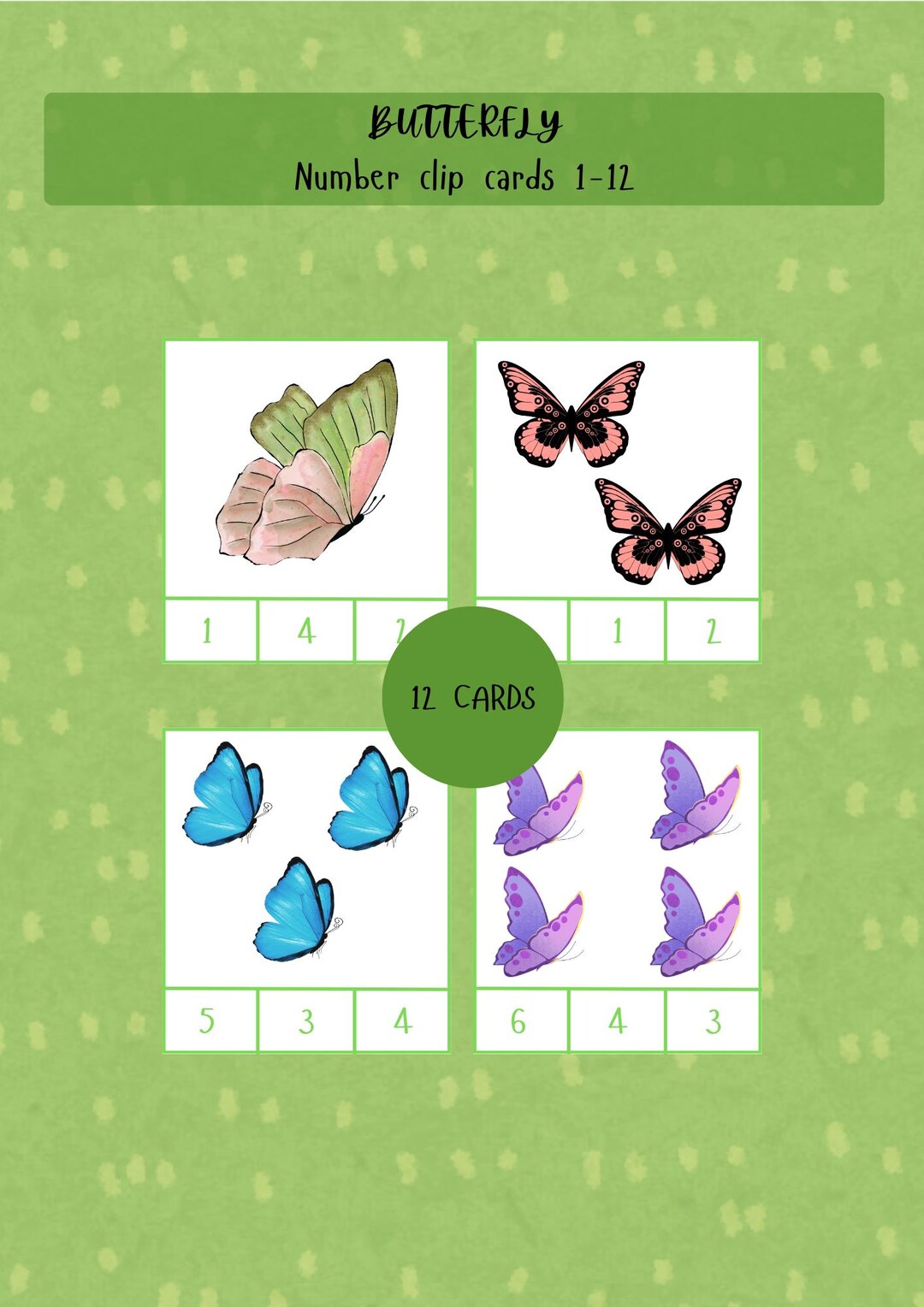 Butterfly Count and Clip Cards Printable – Spring Math Activity Numbers ...