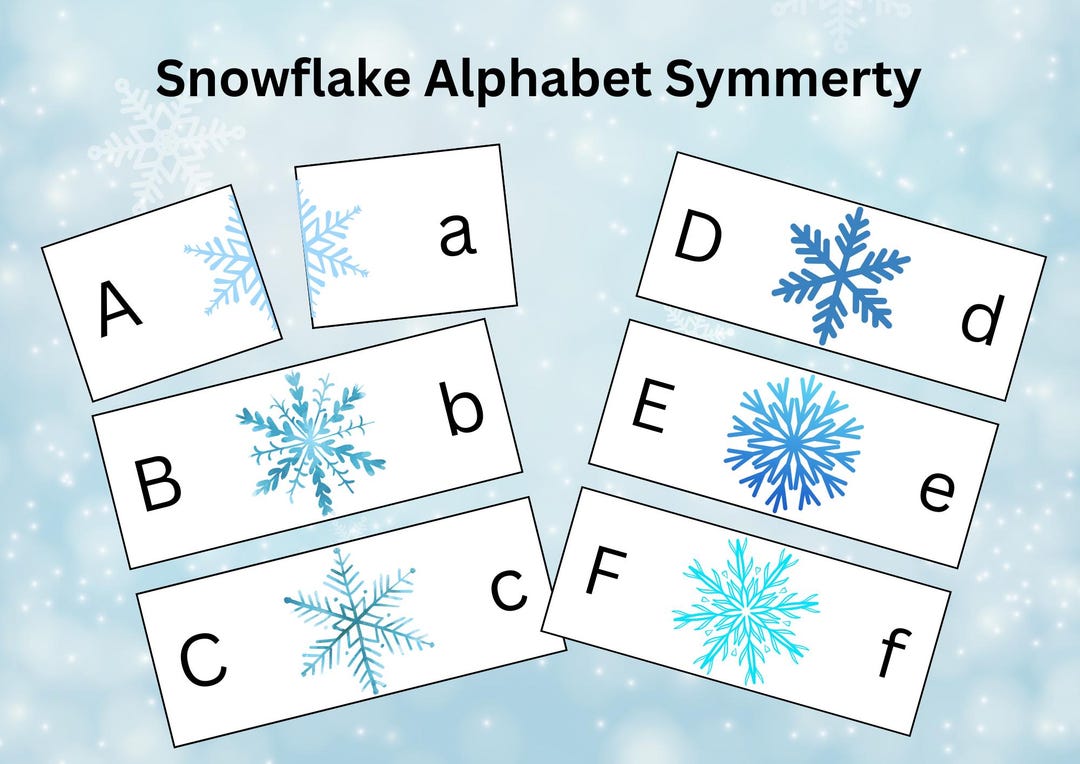 Alphabet Matching Symmetry Cards Printable – Snowflake Uppercase ...