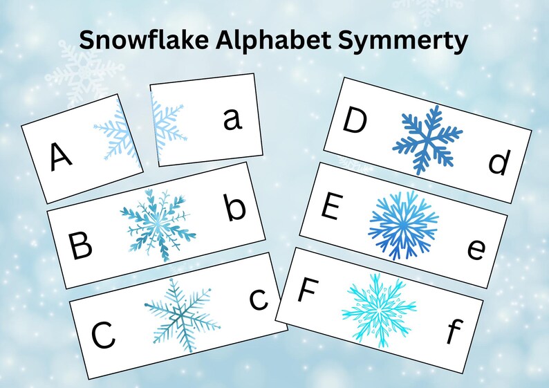 Alphabet Matching Symmetry Cards Printable – Snowflake Uppercase ...