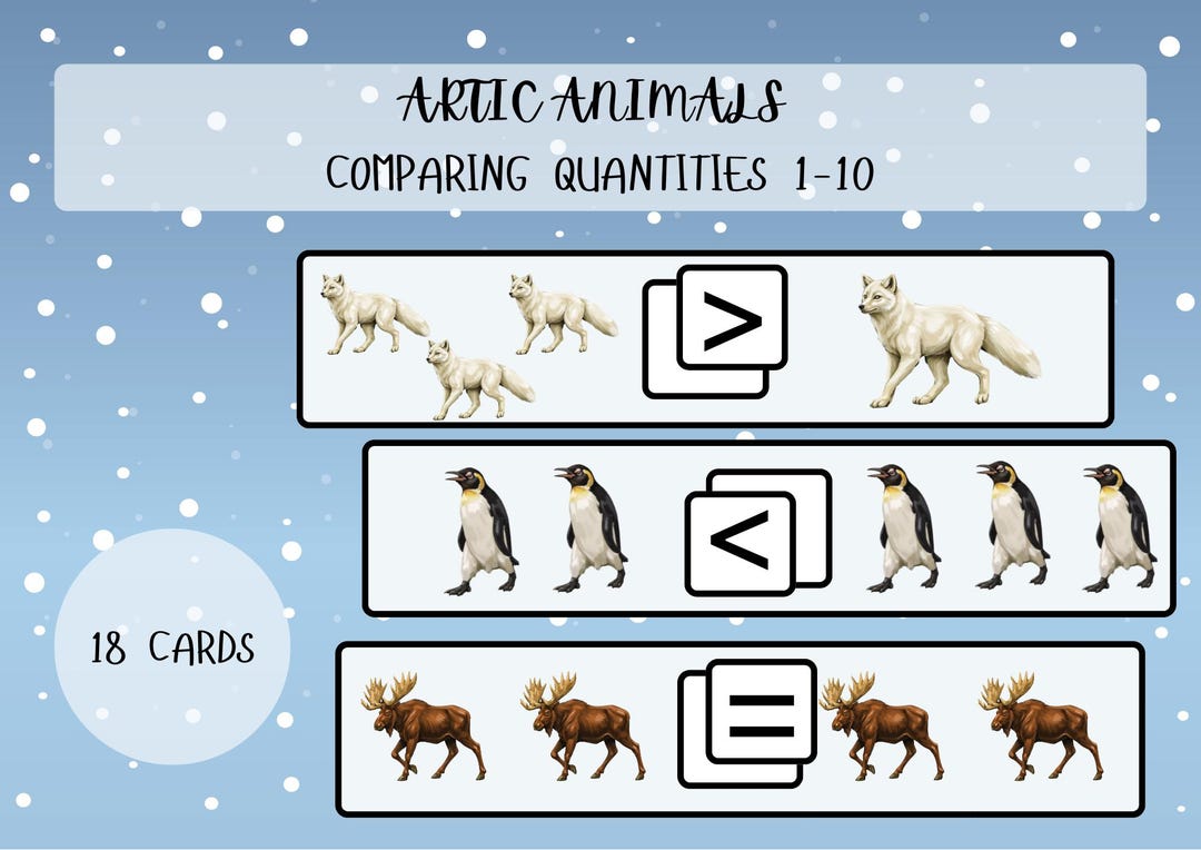 Arctic Animals Comparison Clip Cards 1-10 | Preschool Math Centers ...