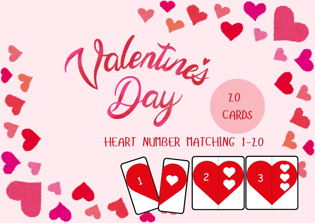 Valentine’s Day Matching Game | Heart Counting Activity | Math Activity ...
