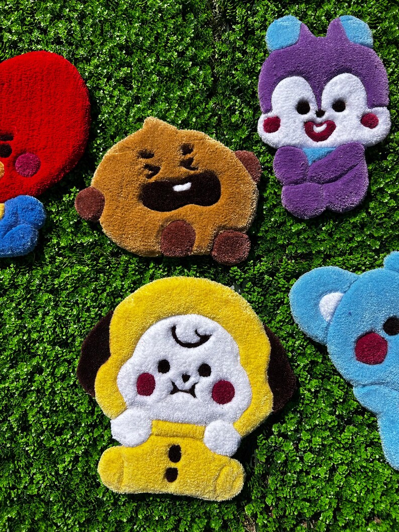 Yellow Chimmy Dog Tufted Rug | Cute BT21 Inspired Handmade KPOP Deco - Etsy