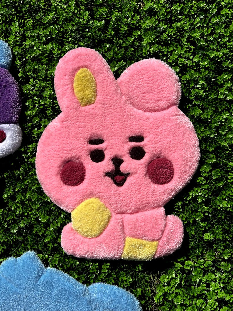 Pink Kooky Bunny Tufted Rug | Cute BT21 Inspired Handmade KPOP Deco ...