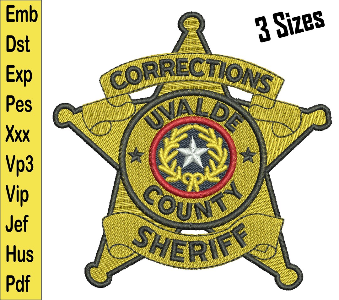 Uvalde County Sheriff Badge Embroidery Design – 3 Sizes | Instant ...