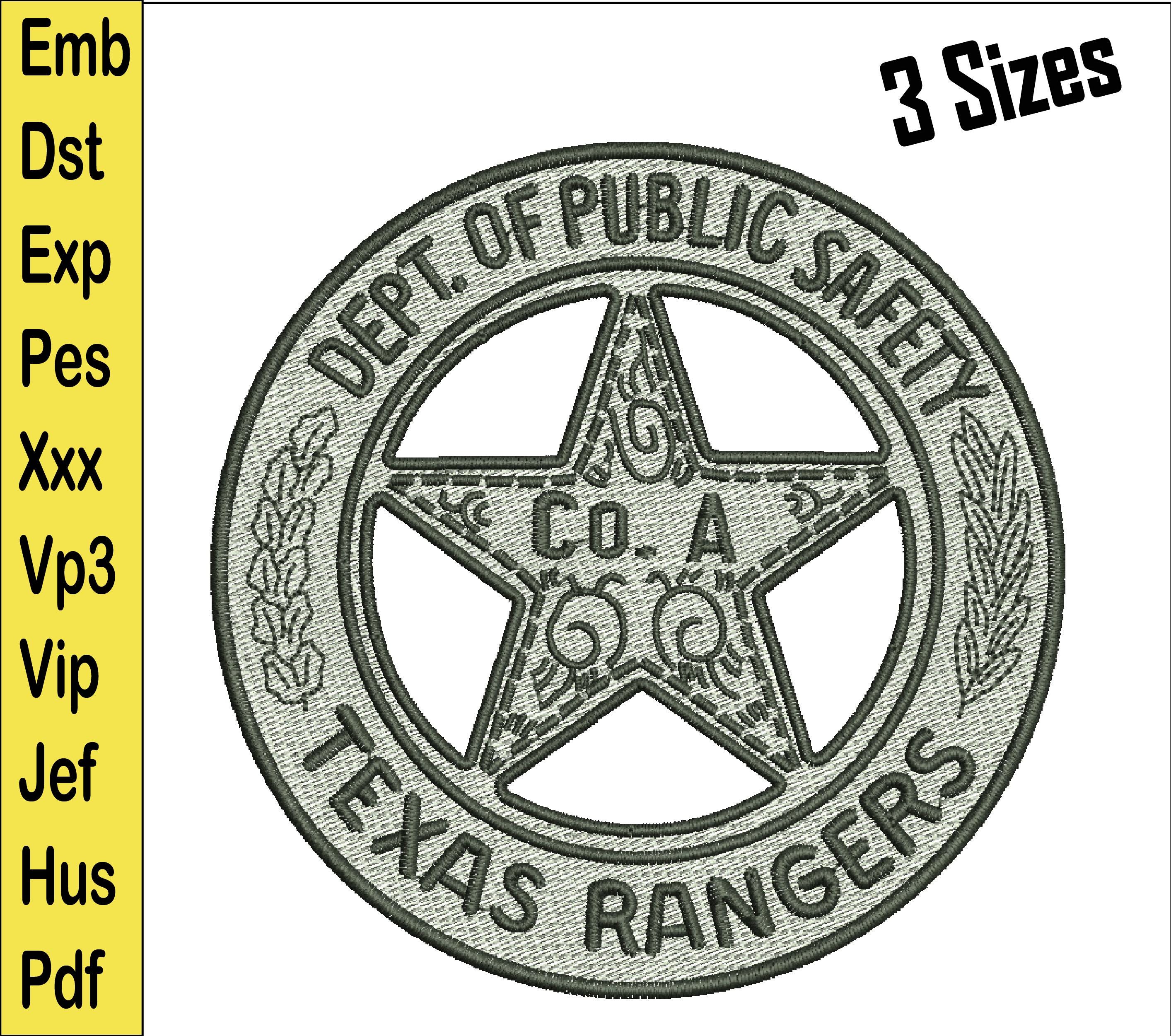 Texas Rangers Badge Embroidery Design – Dept. of Public Safety Patch ...