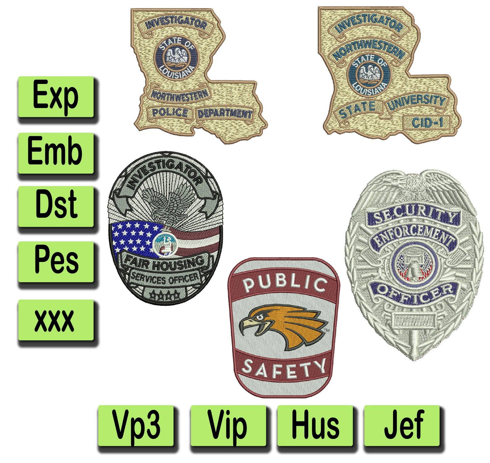 Police Badge Embroidery Design | Security Officer Patch | Multiple ...