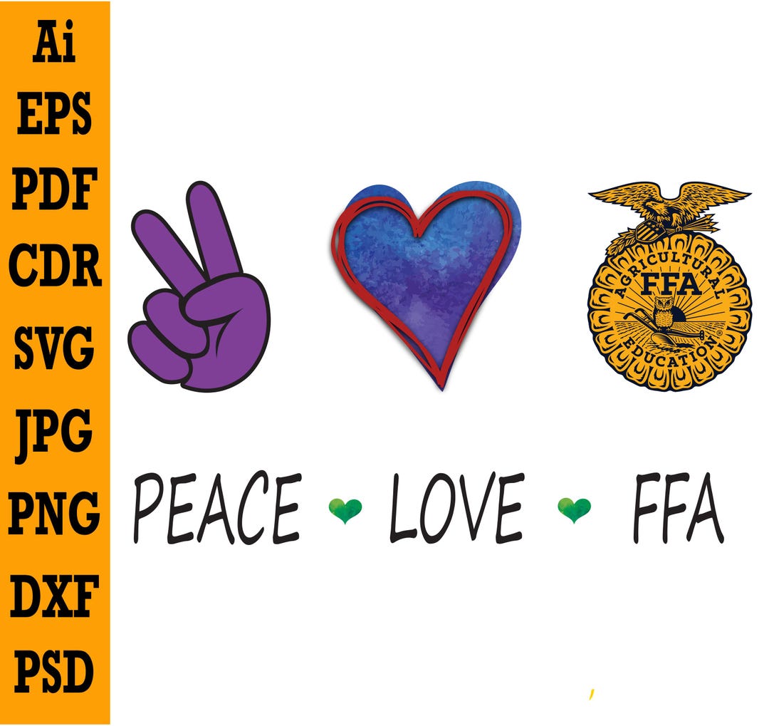 Peace Love FFA SVG: Farm Pride Clipart, Sublimation Design - Etsy
