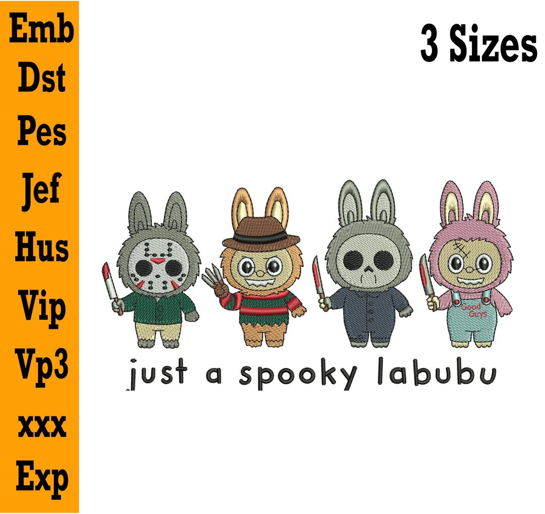 Labubu Halloween Doll Embroidery Design | Spooky Horror Labubu ...